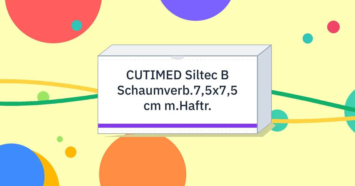 Symbolbild: Packung mit der Aufschrift CUTIMED Siltec B Schaumverb.7,5x7,5 cm m.Haftr. (PZN 13907368) – Verfügbarkeit und Bezug in Apotheken in Frankfurt am Main