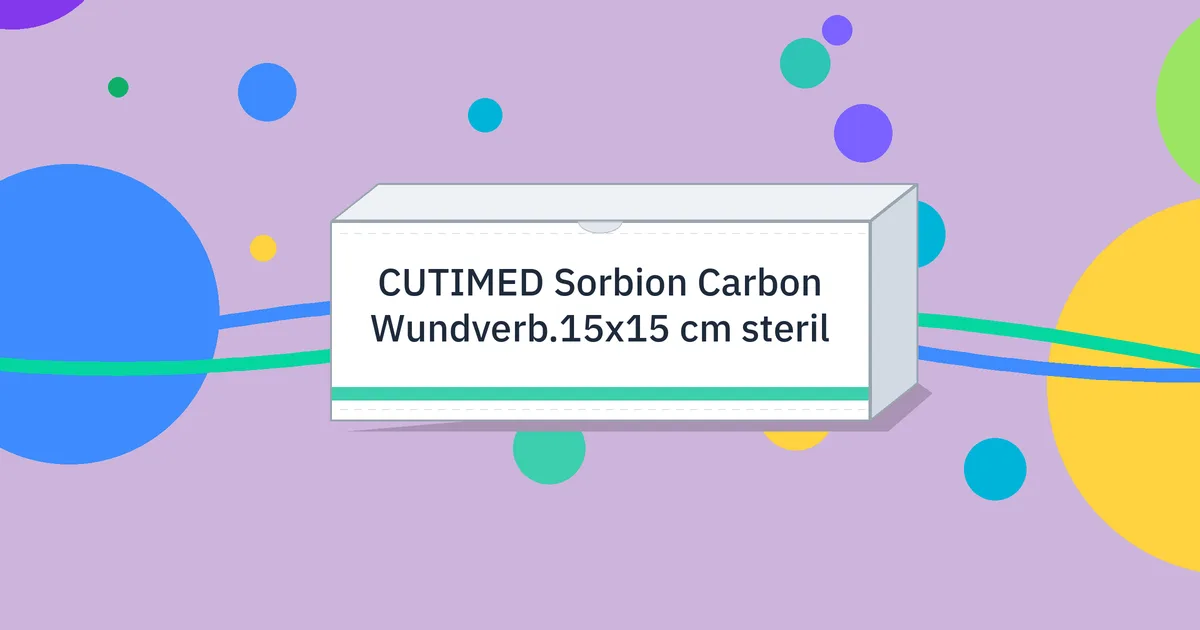 Symbolbild: Packung mit der Aufschrift CUTIMED Sorbion Carbon Wundverb.15x15 cm steril (PZN 16792380) – Verfügbarkeit und Bezug in Apotheken in Frankfurt am Main