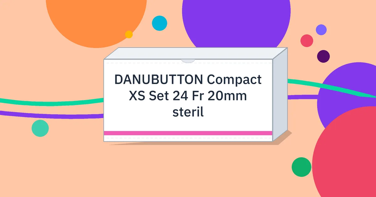 Symbolbild: Packung mit der Aufschrift DANUBUTTON Compact XS Set 24 Fr 20mm steril (PZN 19853366) – Verfügbarkeit und Bezug in Apotheken in Frankfurt am Main