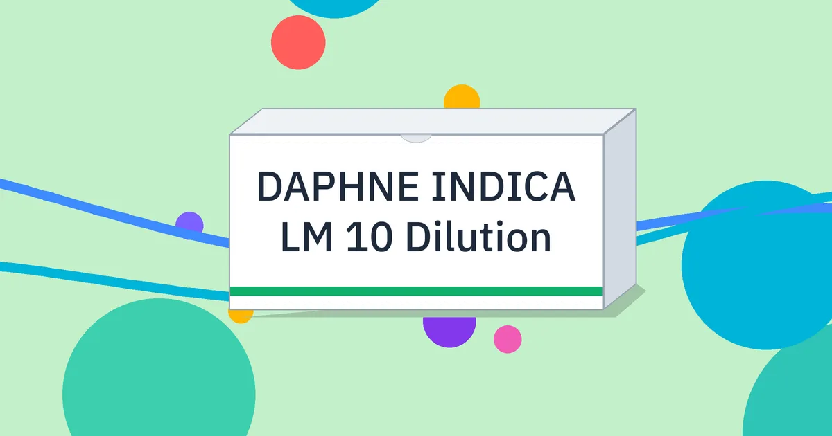 Symbolbild: Packung mit der Aufschrift DAPHNE INDICA LM 10 Dilution (PZN 13461441) – Verfügbarkeit und Bezug in Apotheken in Frankfurt am Main