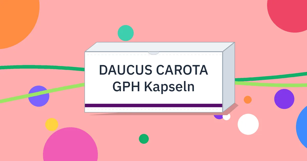 Symbolbild: Packung mit der Aufschrift DAUCUS CAROTA GPH Kapseln (PZN 09323733) – Verfügbarkeit und Bezug in Apotheken in Frankfurt am Main