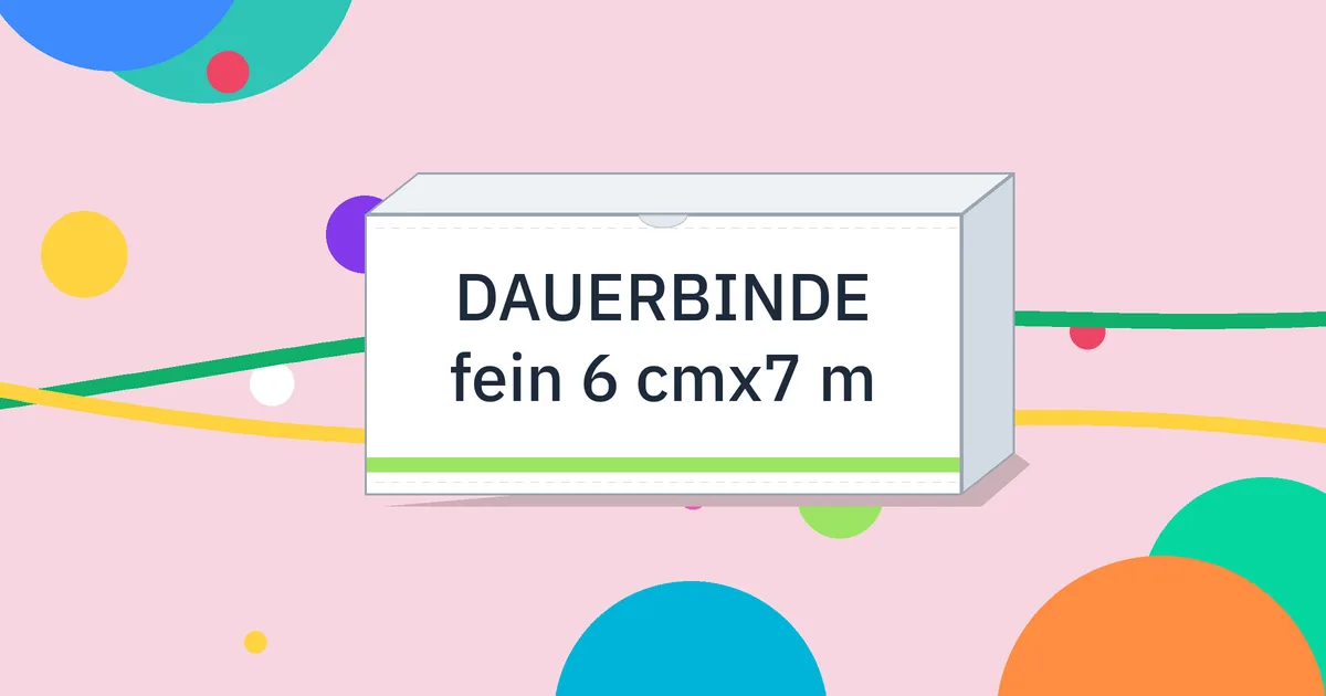 Symbolbild: Packung mit der Aufschrift DAUERBINDE fein 6 cmx7 m (PZN 12592282) – Verfügbarkeit und Bezug in Apotheken in Frankfurt am Main