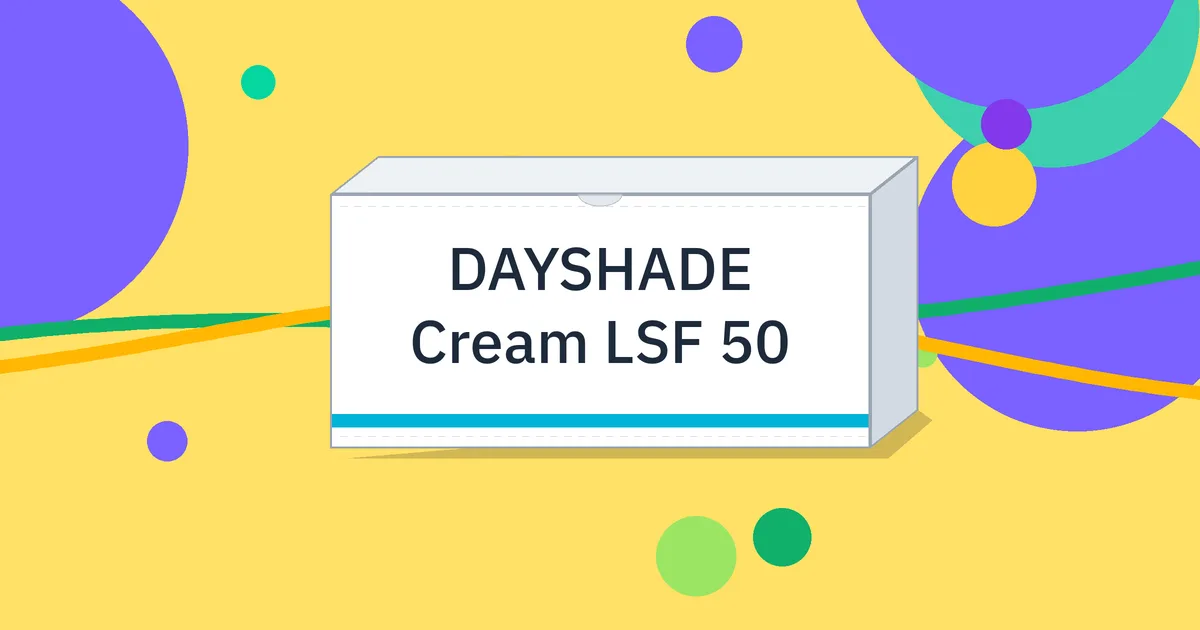 Symbolbild: Packung mit der Aufschrift DAYSHADE Cream LSF 50 (PZN 17899140) – Verfügbarkeit und Bezug in Apotheken in Frankfurt am Main