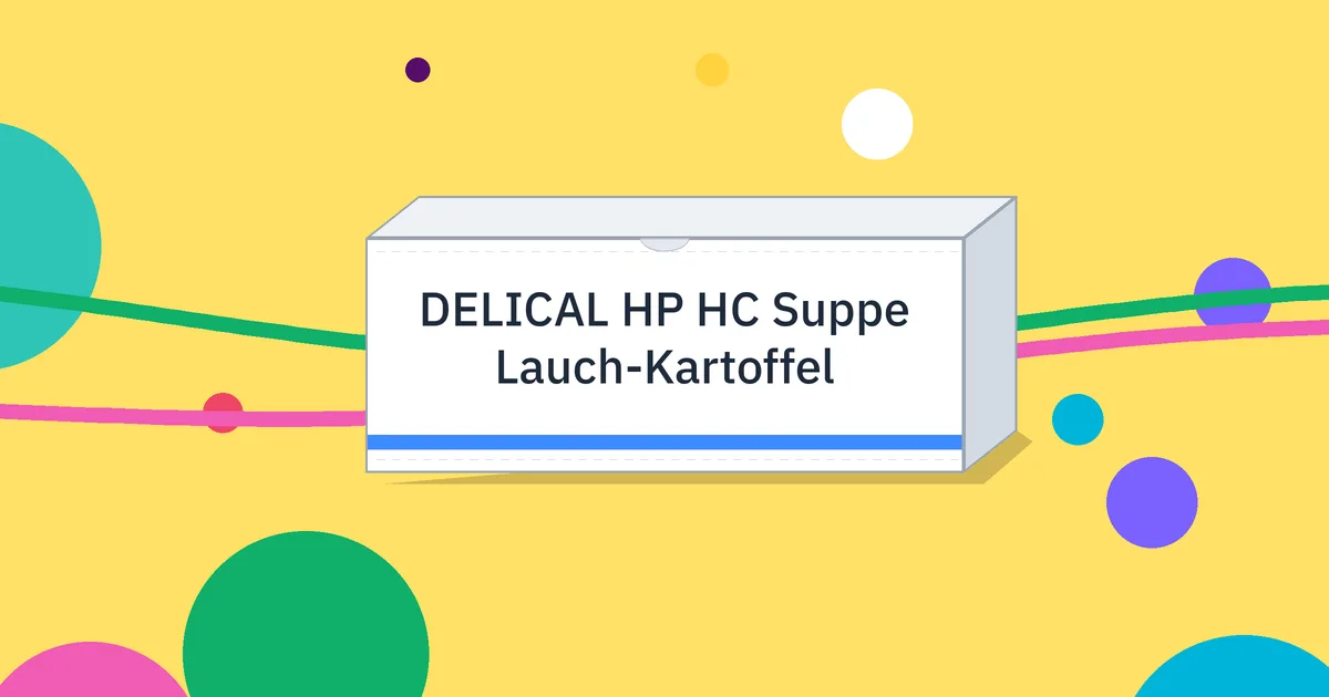 Symbolbild: Packung mit der Aufschrift DELICAL HP HC Suppe Lauch-Kartoffel (PZN 17257335) – Verfügbarkeit und Bezug in Apotheken in Frankfurt am Main
