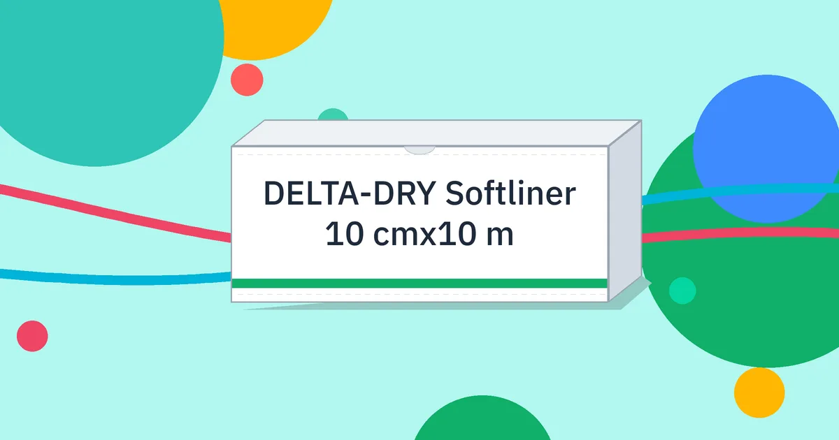 Symbolbild: Packung mit der Aufschrift DELTA-DRY Softliner 10 cmx10 m (PZN 12656438) – Verfügbarkeit und Bezug in Apotheken in Frankfurt am Main