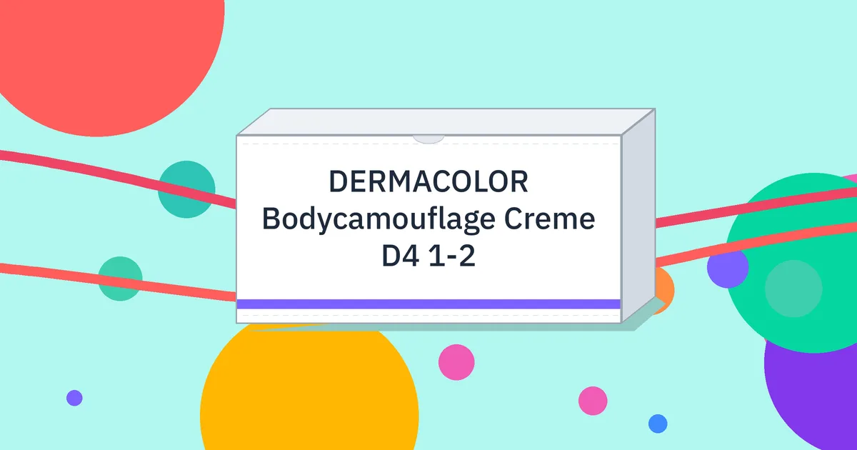 Symbolbild: Packung mit der Aufschrift DERMACOLOR Bodycamouflage Creme D4 1-2 (PZN 15818284) – Verfügbarkeit und Bezug in Apotheken in Frankfurt am Main