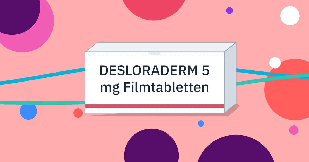 Symbolbild: Packung mit der Aufschrift DESLORADERM 5 mg Filmtabletten (PZN 09466697) – Verfügbarkeit und Bezug in Apotheken in Frankfurt am Main