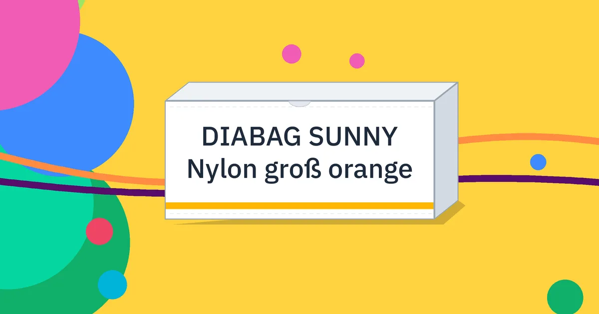 Symbolbild: Packung mit der Aufschrift DIABAG SUNNY Nylon groß orange (PZN 12408798) – Verfügbarkeit und Bezug in Apotheken in Frankfurt am Main