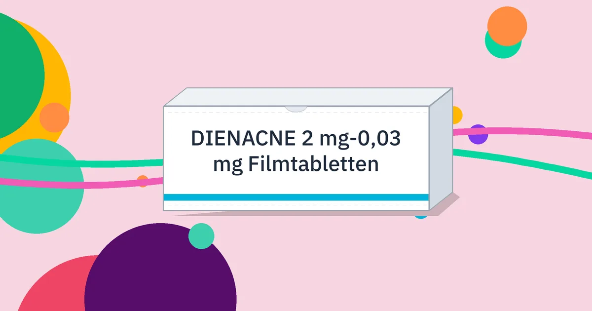 Symbolbild: Packung mit der Aufschrift DIENACNE 2 mg-0,03 mg Filmtabletten (PZN 14189202) – Verfügbarkeit und Bezug in Apotheken in Frankfurt am Main