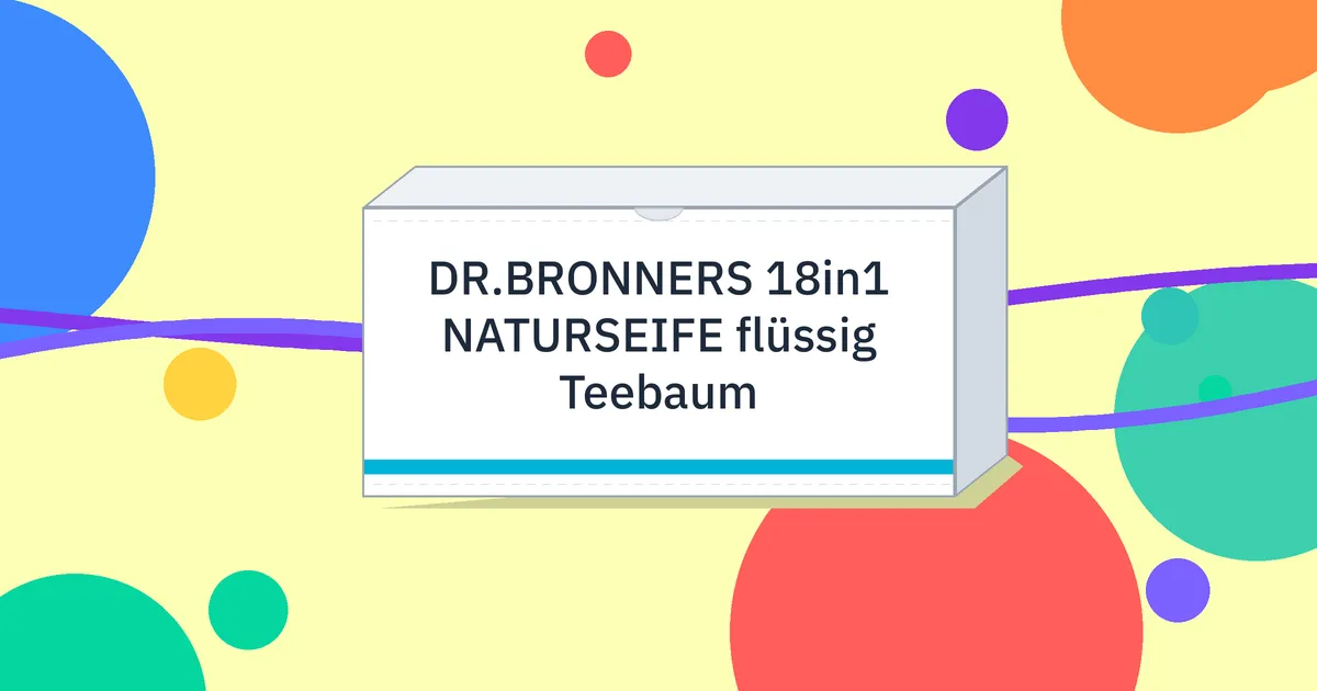 Symbolbild: Packung mit der Aufschrift DR.BRONNERS 18in1 NATURSEIFE flüssig Teebaum (PZN 19241539) – Verfügbarkeit und Bezug in Apotheken in Frankfurt am Main