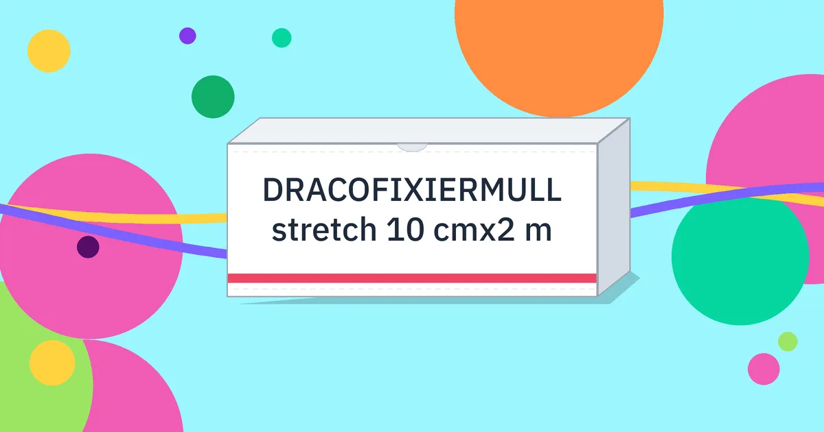 Symbolbild: Packung mit der Aufschrift DRACOFIXIERMULL stretch 10 cmx2 m (PZN 12548476) – Verfügbarkeit und Bezug in Apotheken in Frankfurt am Main
