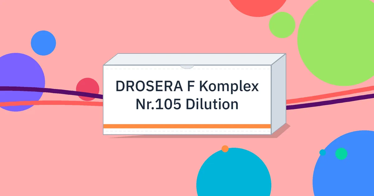 Symbolbild: Packung mit der Aufschrift DROSERA F Komplex Nr.105 Dilution (PZN 05556601) – Verfügbarkeit und Bezug in Apotheken in Frankfurt am Main