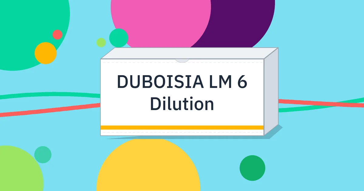 Symbolbild: Packung mit der Aufschrift DUBOISIA LM 6 Dilution (PZN 13466941) – Verfügbarkeit und Bezug in Apotheken in Frankfurt am Main