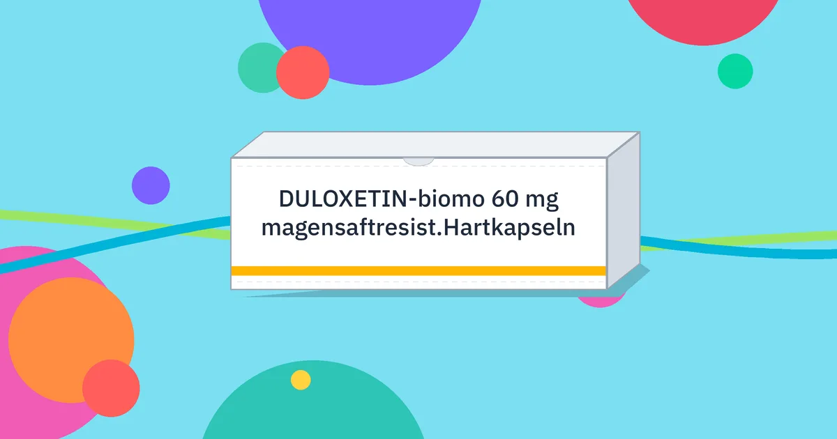Symbolbild: Packung mit der Aufschrift DULOXETIN-biomo 60 mg magensaftresist.Hartkapseln (PZN 11155013) – Verfügbarkeit und Bezug in Apotheken in Frankfurt am Main