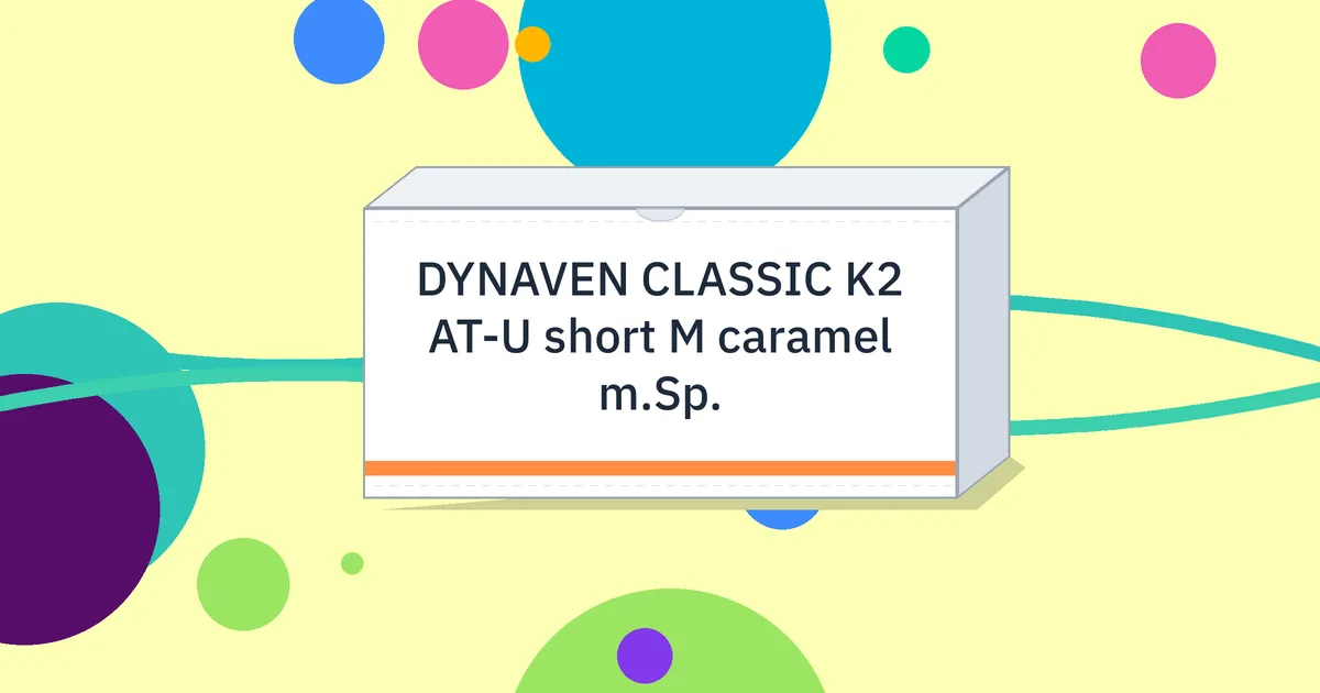 Symbolbild: Packung mit der Aufschrift DYNAVEN CLASSIC K2 AT-U short M caramel m.Sp. (PZN 18419923) – Verfügbarkeit und Bezug in Apotheken in Frankfurt am Main