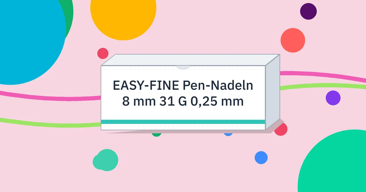 Symbolbild: Packung mit der Aufschrift EASY-FINE Pen-Nadeln 8 mm 31 G 0,25 mm (PZN 16701561) – Verfügbarkeit und Bezug in Apotheken in Frankfurt am Main