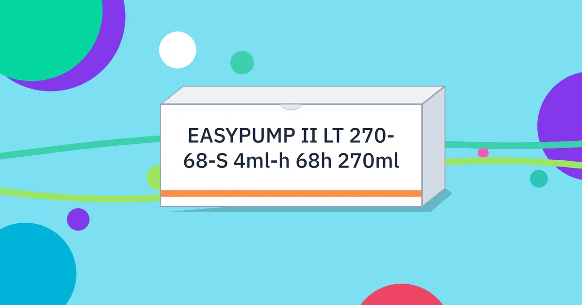 Symbolbild: Packung mit der Aufschrift EASYPUMP II LT 270-68-S 4ml-h 68h 270ml (PZN 20188299) – Verfügbarkeit und Bezug in Apotheken in Frankfurt am Main