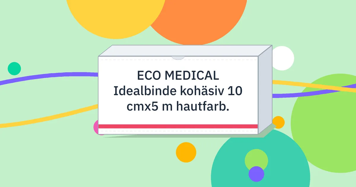 Symbolbild: Packung mit der Aufschrift ECO MEDICAL Idealbinde kohäsiv 10 cmx5 m hautfarb. (PZN 00746484) – Verfügbarkeit und Bezug in Apotheken in Frankfurt am Main