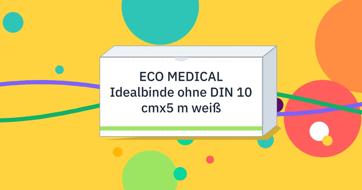 Symbolbild: Packung mit der Aufschrift ECO MEDICAL Idealbinde ohne DIN 10 cmx5 m weiß (PZN 00746320) – Verfügbarkeit und Bezug in Apotheken in Frankfurt am Main