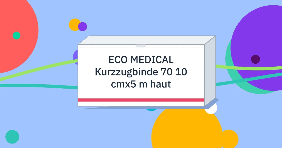 Symbolbild: Packung mit der Aufschrift ECO MEDICAL Kurzzugbinde 70 10 cmx5 m haut (PZN 10787308) – Verfügbarkeit und Bezug in Apotheken in Frankfurt am Main