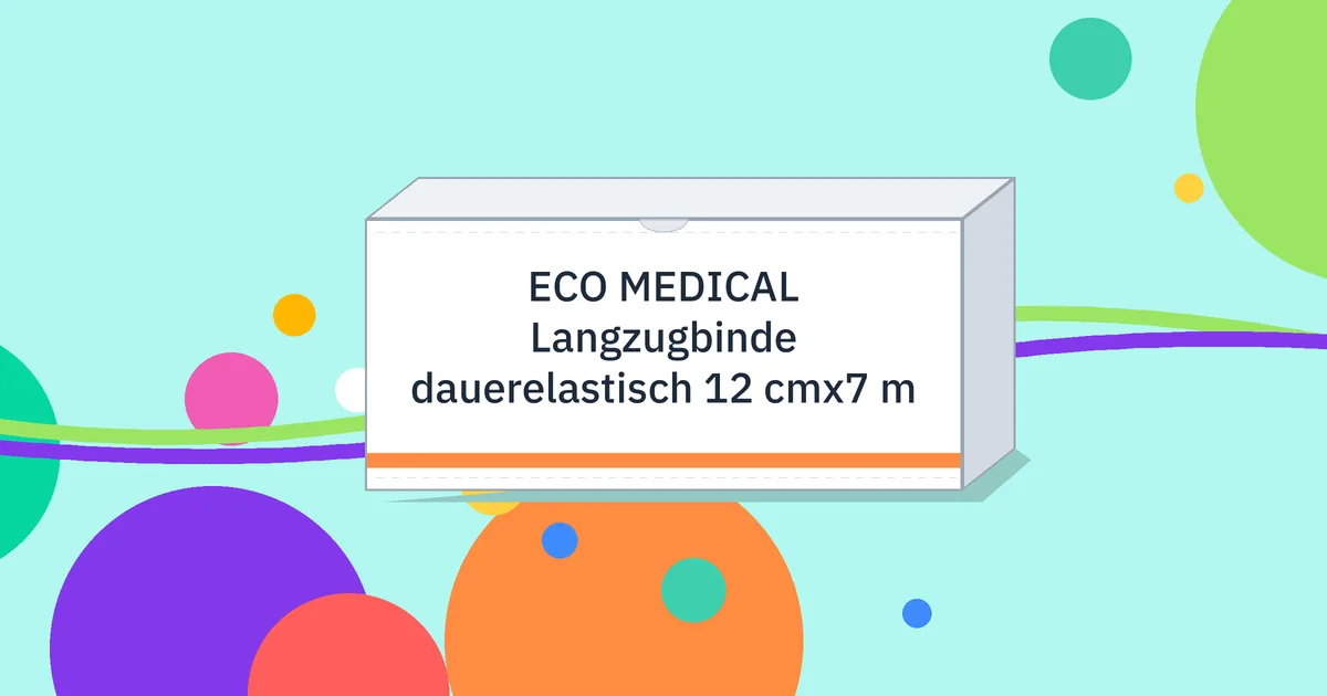 Symbolbild: Packung mit der Aufschrift ECO MEDICAL Langzugbinde dauerelastisch 12 cmx7 m (PZN 00743770) – Verfügbarkeit und Bezug in Apotheken in Frankfurt am Main