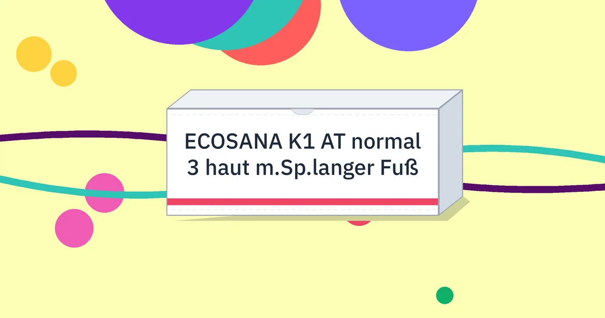 Symbolbild: Packung mit der Aufschrift ECOSANA K1 AT normal 3 haut m.Sp.langer Fuß (PZN 04731663) – Verfügbarkeit und Bezug in Apotheken in Frankfurt am Main