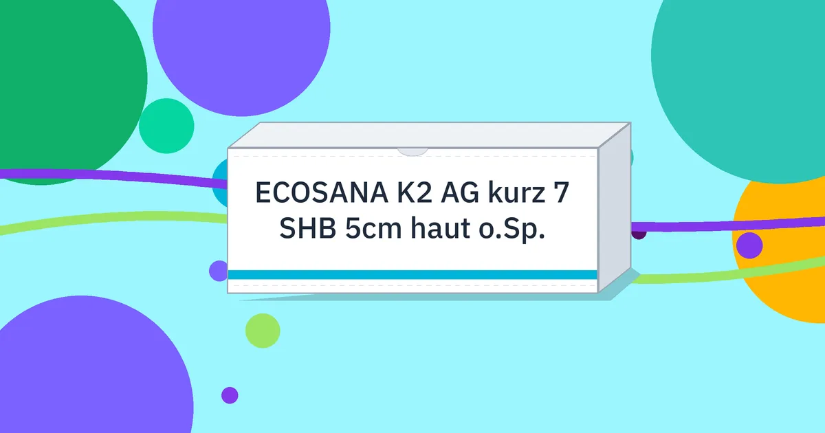 Symbolbild: Packung mit der Aufschrift ECOSANA K2 AG kurz 7 SHB 5cm haut o.Sp. (PZN 01533537) – Verfügbarkeit und Bezug in Apotheken in Frankfurt am Main