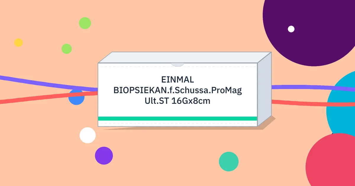 Symbolbild: Packung mit der Aufschrift EINMAL BIOPSIEKAN.f.Schussa.ProMag Ult.ST 16Gx8cm (PZN 00283334) – Verfügbarkeit und Bezug in Apotheken in Frankfurt am Main