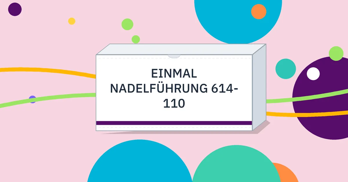 Symbolbild: Packung mit der Aufschrift EINMAL NADELFÜHRUNG 614-110 (PZN 16258410) – Verfügbarkeit und Bezug in Apotheken in Frankfurt am Main