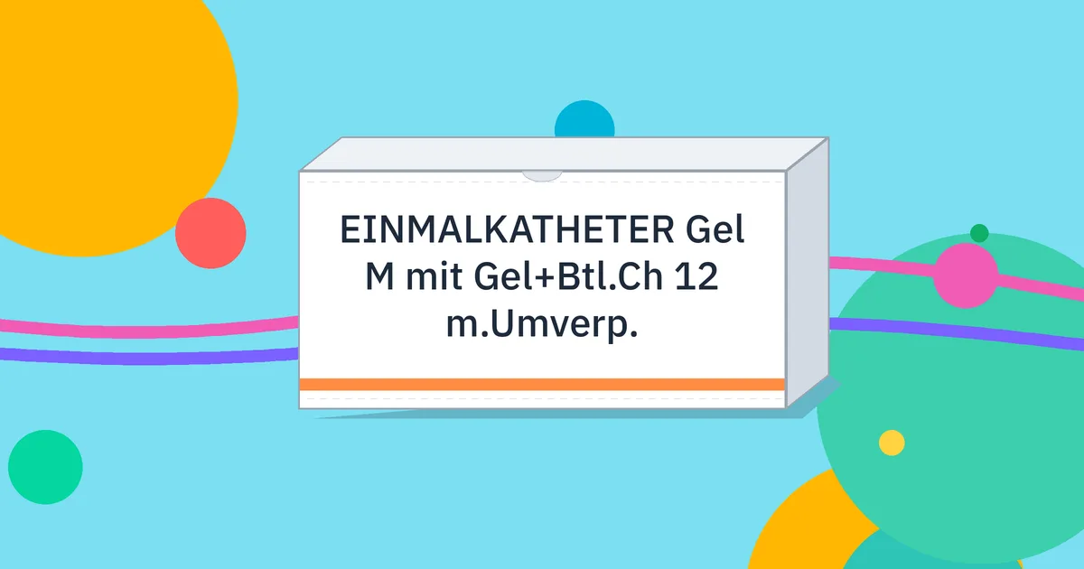 Symbolbild: Packung mit der Aufschrift EINMALKATHETER Gel M mit Gel+Btl.Ch 12 m.Umverp. (PZN 06878264) – Verfügbarkeit und Bezug in Apotheken in Frankfurt am Main