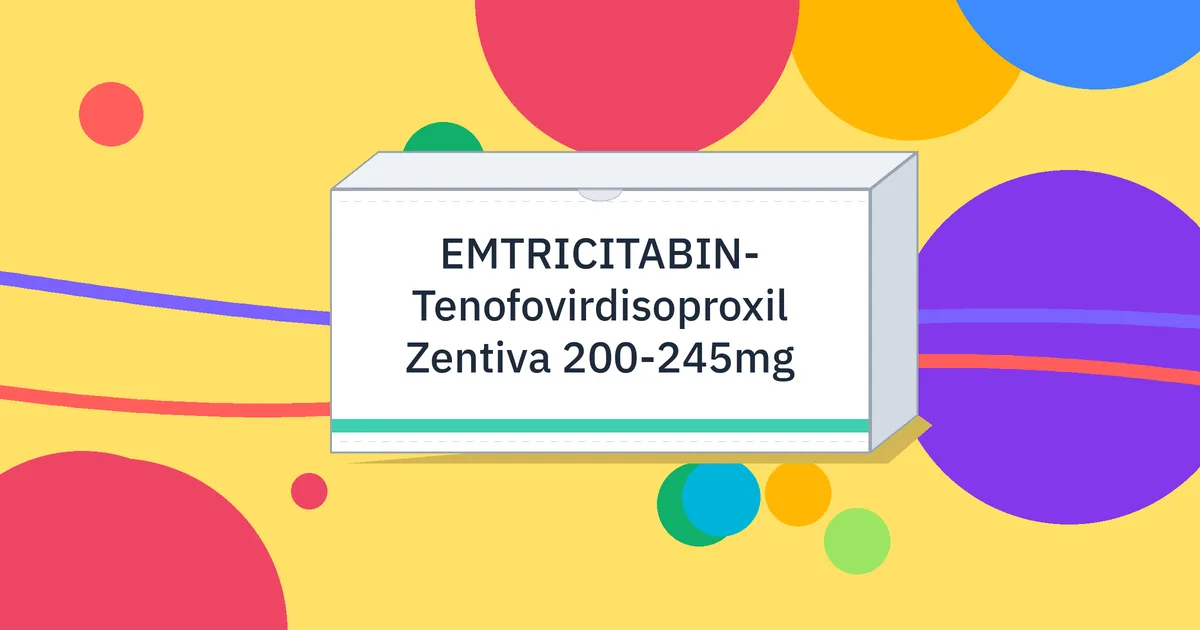 Symbolbild: Packung mit der Aufschrift EMTRICITABIN-Tenofovirdisoproxil Zentiva 200-245mg (PZN 15389883) – Verfügbarkeit und Bezug in Apotheken in Frankfurt am Main