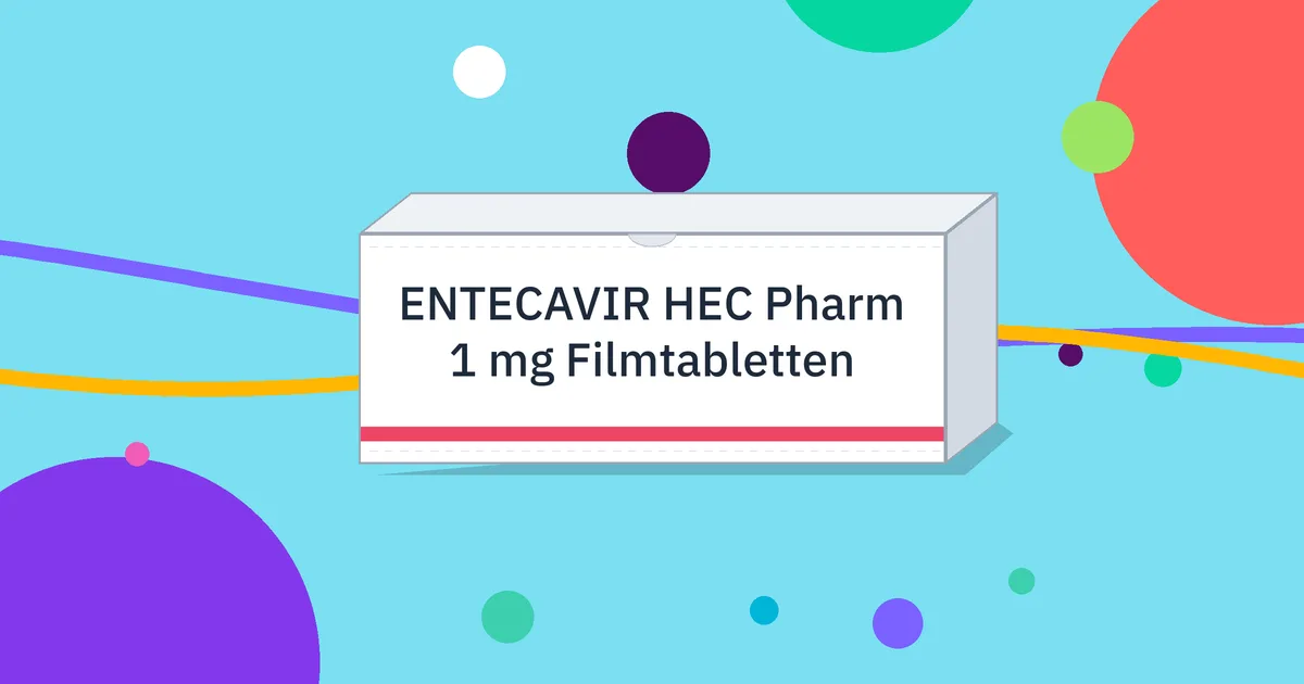 Symbolbild: Packung mit der Aufschrift ENTECAVIR HEC Pharm 1 mg Filmtabletten (PZN 16146616) – Verfügbarkeit und Bezug in Apotheken in Frankfurt am Main