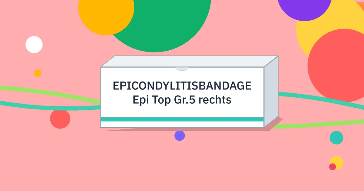 Symbolbild: Packung mit der Aufschrift EPICONDYLITISBANDAGE Epi Top Gr.5 rechts (PZN 05044462) – Verfügbarkeit und Bezug in Apotheken in Frankfurt am Main