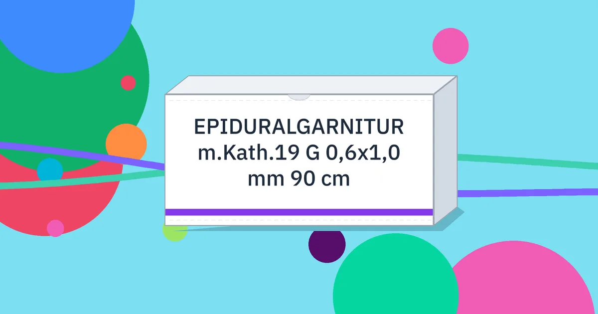 Symbolbild: Packung mit der Aufschrift EPIDURALGARNITUR m.Kath.19 G 0,6x1,0 mm 90 cm (PZN 00875603) – Verfügbarkeit und Bezug in Apotheken in Frankfurt am Main