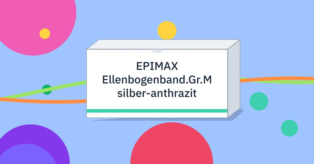 Symbolbild: Packung mit der Aufschrift EPIMAX Ellenbogenband.Gr.M silber-anthrazit (PZN 11097072) – Verfügbarkeit und Bezug in Apotheken in Frankfurt am Main