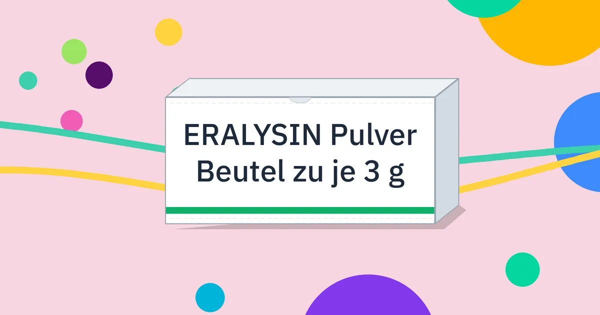 Symbolbild: Packung mit der Aufschrift ERALYSIN Pulver Beutel zu je 3 g (PZN 17454509) – Verfügbarkeit und Bezug in Apotheken in Frankfurt am Main