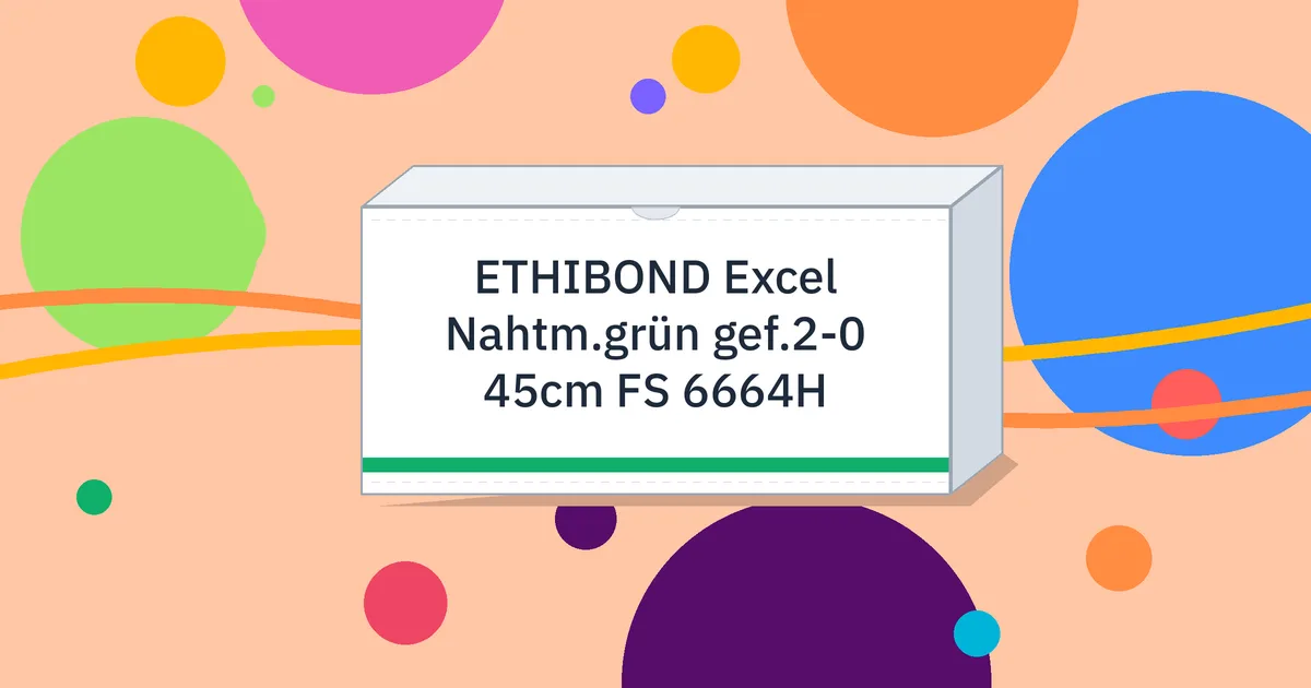 Symbolbild: Packung mit der Aufschrift ETHIBOND Excel Nahtm.grün gef.2-0 45cm FS 6664H (PZN 16250029) – Verfügbarkeit und Bezug in Apotheken in Frankfurt am Main