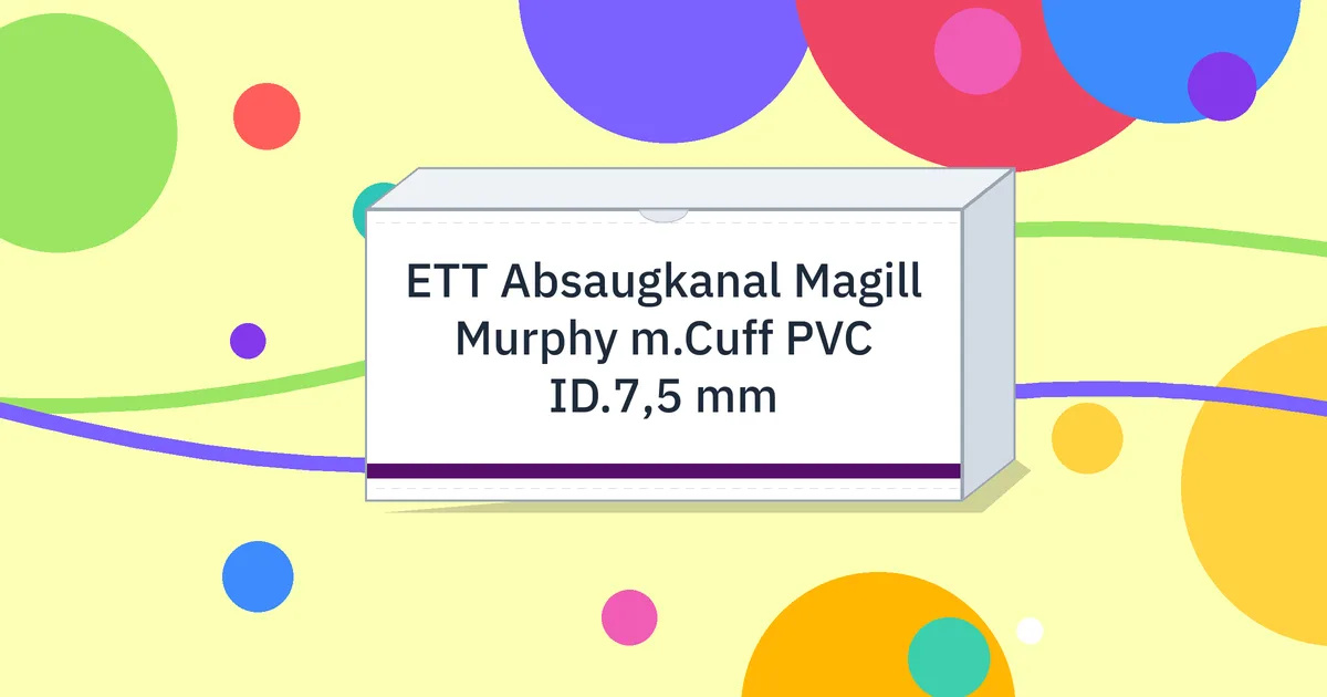 Symbolbild: Packung mit der Aufschrift ETT Absaugkanal Magill Murphy m.Cuff PVC ID.7,5 mm (PZN 19120988) – Verfügbarkeit und Bezug in Apotheken in Frankfurt am Main
