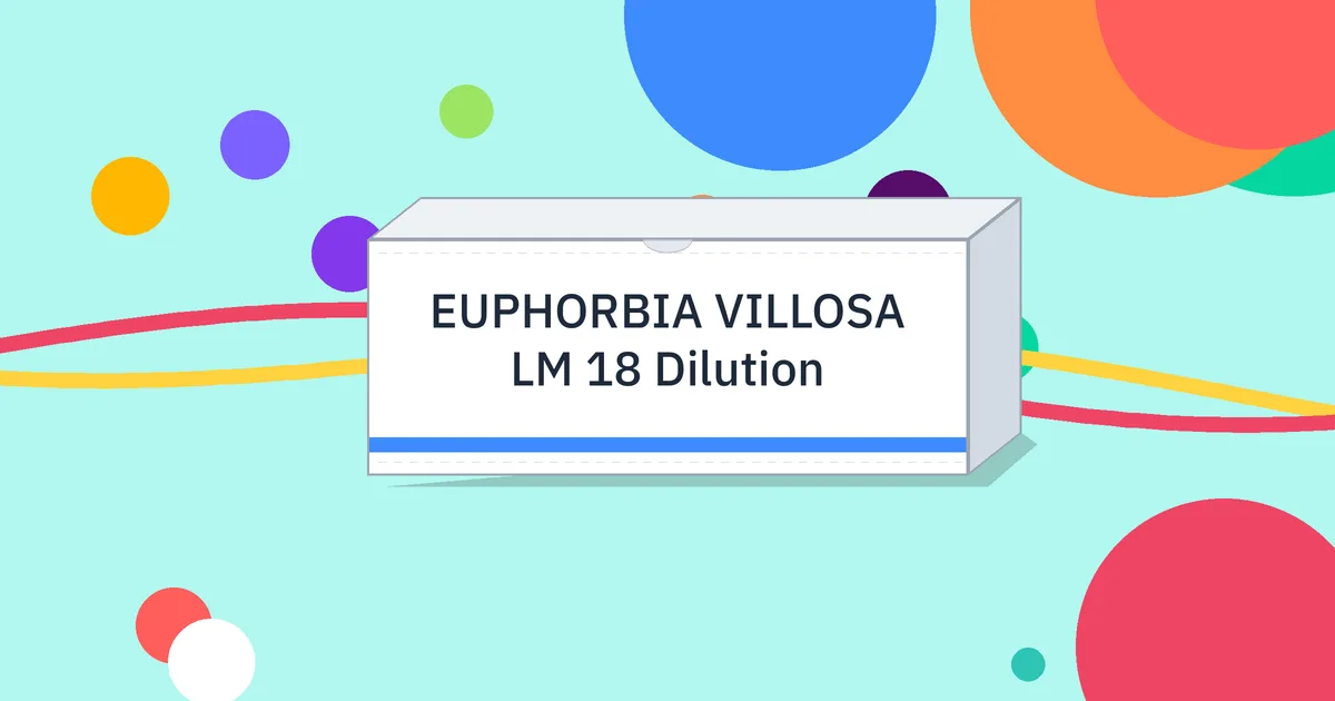 Symbolbild: Packung mit der Aufschrift EUPHORBIA VILLOSA LM 18 Dilution (PZN 13482822) – Verfügbarkeit und Bezug in Apotheken in Frankfurt am Main