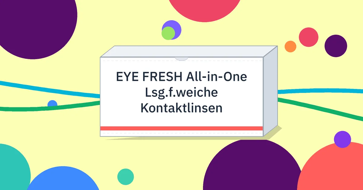 Symbolbild: Packung mit der Aufschrift EYE FRESH All-in-One Lsg.f.weiche Kontaktlinsen (PZN 19401960) – Verfügbarkeit und Bezug in Apotheken in Frankfurt am Main