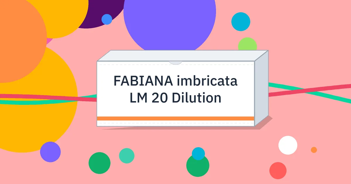 Symbolbild: Packung mit der Aufschrift FABIANA imbricata LM 20 Dilution (PZN 13485654) – Verfügbarkeit und Bezug in Apotheken in Frankfurt am Main