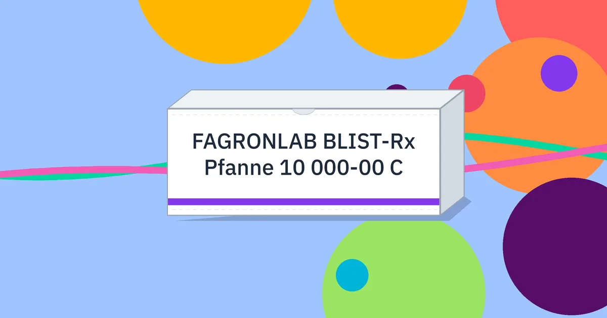 Symbolbild: Packung mit der Aufschrift FAGRONLAB BLIST-Rx Pfanne 10 000-00 C (PZN 19360586) – Verfügbarkeit und Bezug in Apotheken in Frankfurt am Main