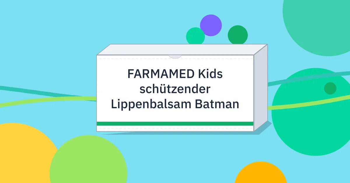 Symbolbild: Packung mit der Aufschrift FARMAMED Kids schützender Lippenbalsam Batman (PZN 16564667) – Verfügbarkeit und Bezug in Apotheken in Frankfurt am Main