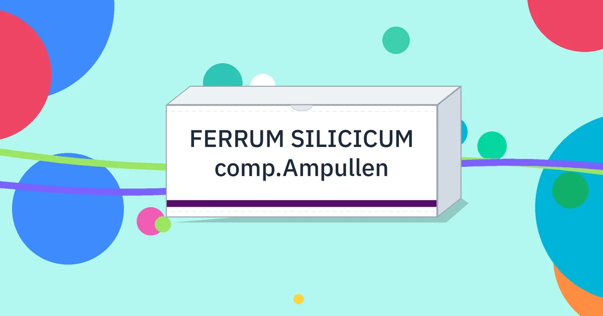 Symbolbild: Packung mit der Aufschrift FERRUM SILICICUM comp.Ampullen (PZN 01751458) – Verfügbarkeit und Bezug in Apotheken in Frankfurt am Main