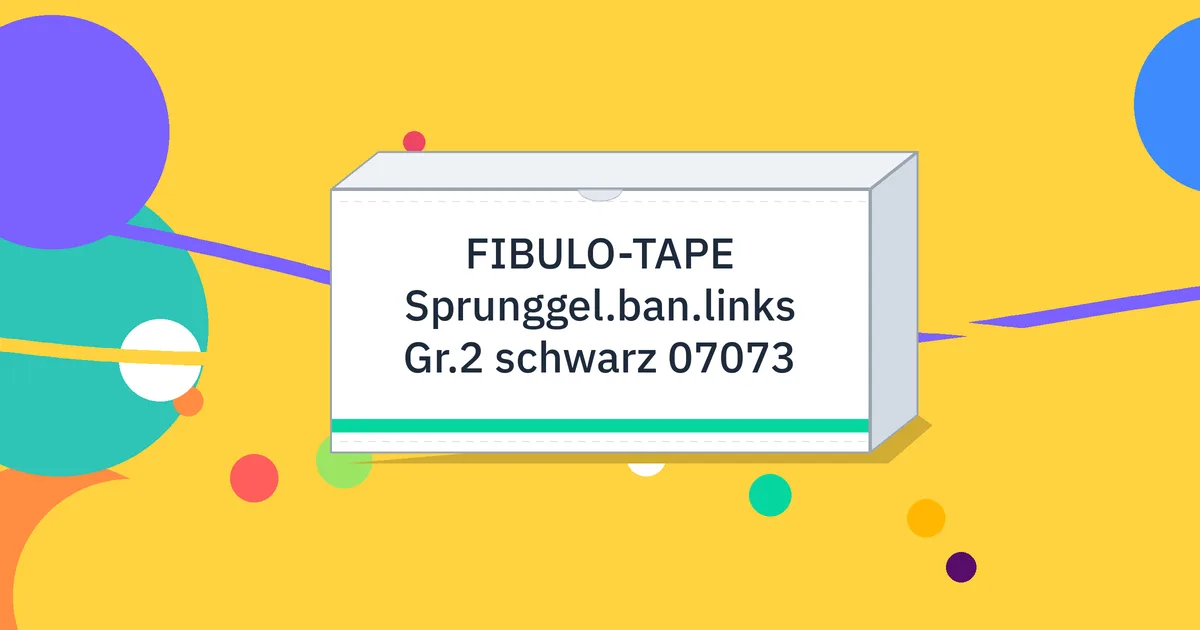 Symbolbild: Packung mit der Aufschrift FIBULO-TAPE Sprunggel.ban.links Gr.2 schwarz 07073 (PZN 05543165) – Verfügbarkeit und Bezug in Apotheken in Frankfurt am Main