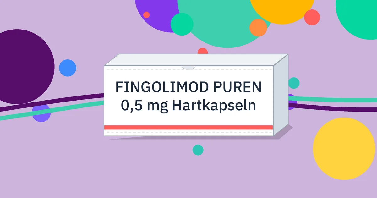 Symbolbild: Packung mit der Aufschrift FINGOLIMOD PUREN 0,5 mg Hartkapseln (PZN 17314286) – Verfügbarkeit und Bezug in Apotheken in Frankfurt am Main