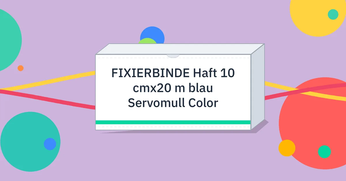 Symbolbild: Packung mit der Aufschrift FIXIERBINDE Haft 10 cmx20 m blau Servomull Color (PZN 00721662) – Verfügbarkeit und Bezug in Apotheken in Frankfurt am Main