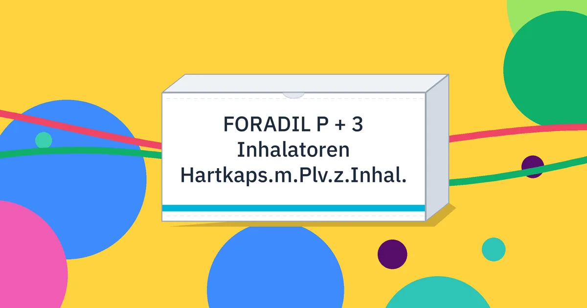 Symbolbild: Packung mit der Aufschrift FORADIL P + 3 Inhalatoren Hartkaps.m.Plv.z.Inhal. (PZN 04317917) – Verfügbarkeit und Bezug in Apotheken in Frankfurt am Main