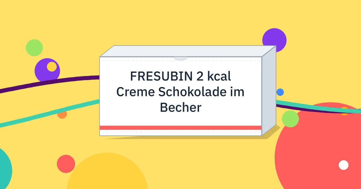 Symbolbild: Packung mit der Aufschrift FRESUBIN 2 kcal Creme Schokolade im Becher (PZN 18789732) – Verfügbarkeit und Bezug in Apotheken in Frankfurt am Main