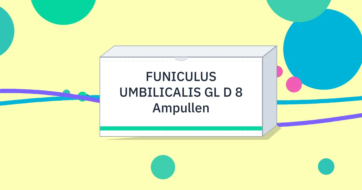 Symbolbild: Packung mit der Aufschrift FUNICULUS UMBILICALIS GL D 8 Ampullen (PZN 03357085) – Verfügbarkeit und Bezug in Apotheken in Frankfurt am Main